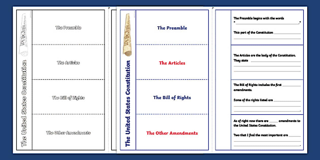 The U.S. Constitution Flap Book Worksheet | History | Twinkl