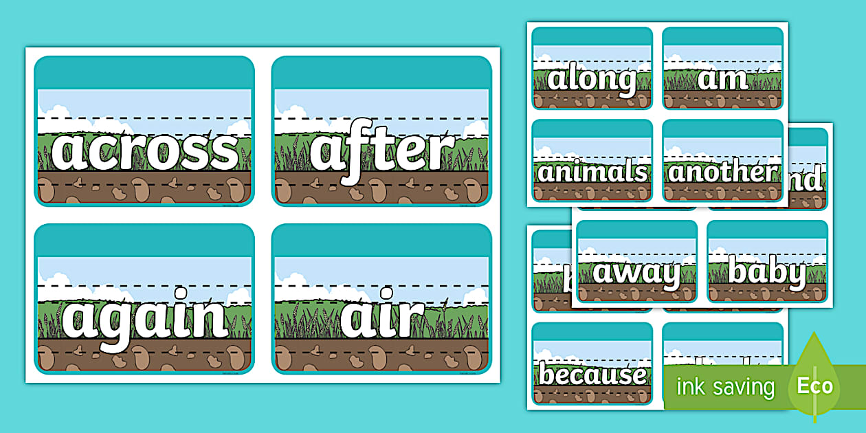Editable 200 High Frequency Words Ground Grass and Sky Handwriting ...