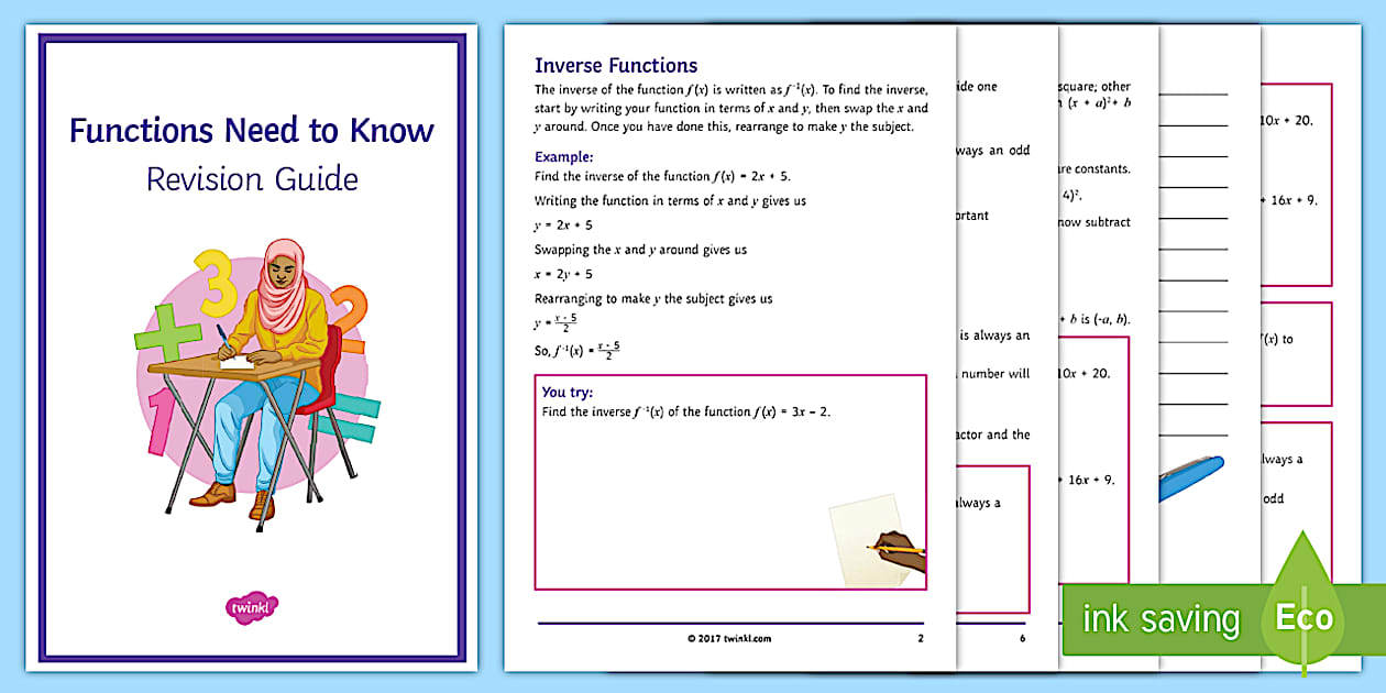 Functions: Need to Know Revision Guide (teacher made)
