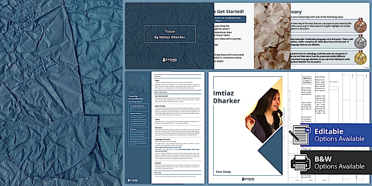 Tissue by Imtiaz Dharker | GCSE Poetry Lesson Pack | Beyond