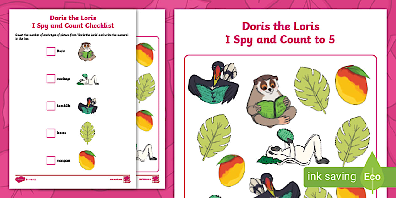 👉 Doris the Loris I Spy and Count Activity to 5 - Twinkl
