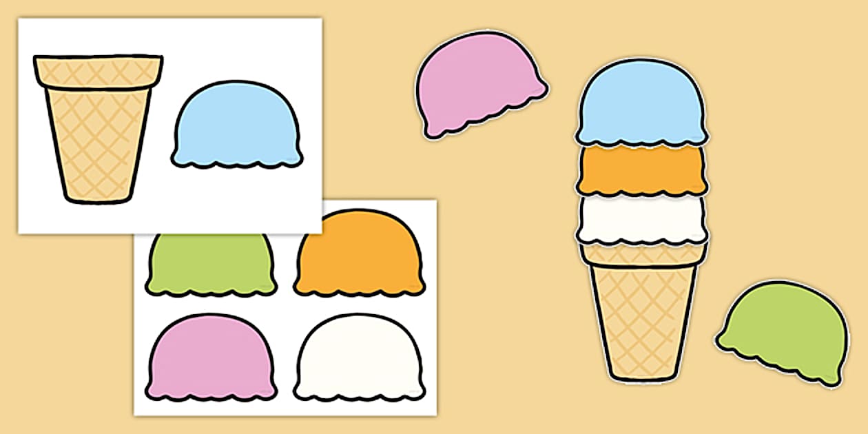 Editable Ice-Cream Scoops 0-5 Cut-Outs (teacher made)