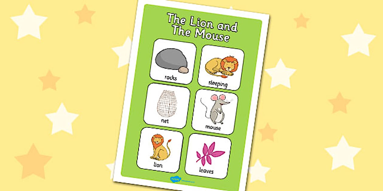 The Lion And The Mouse Vocabulary Poster - Twinkl