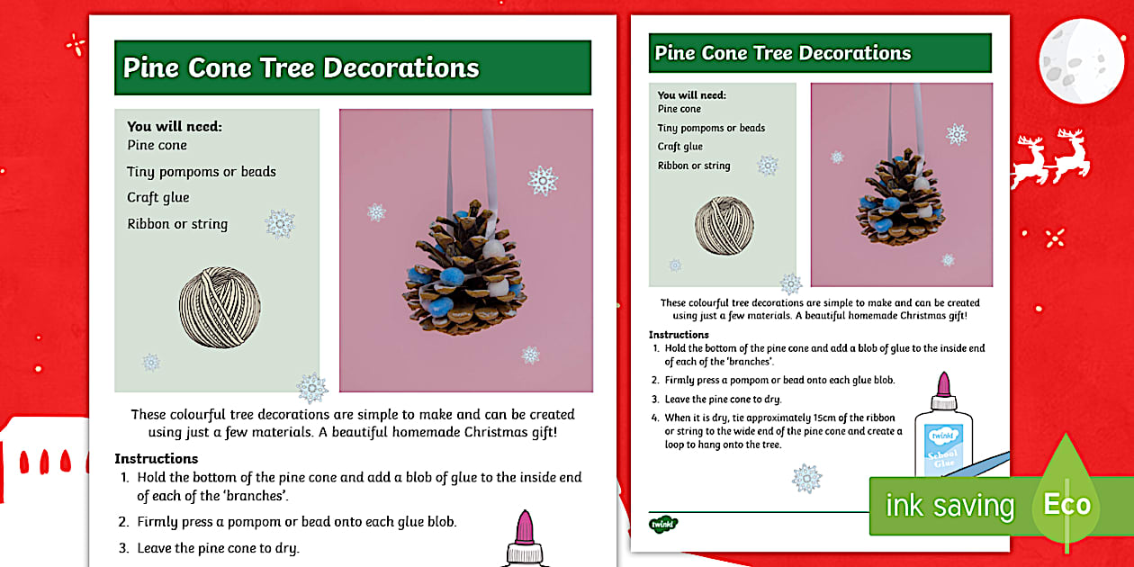Pine Cone Tree Decorations Craft Instructions (teacher made)