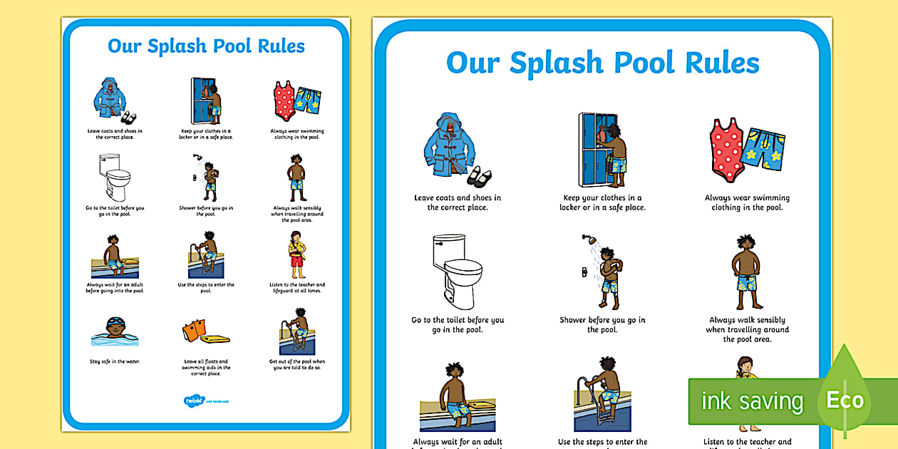 Splash Pool Rules Primary Display Poster (teacher made)
