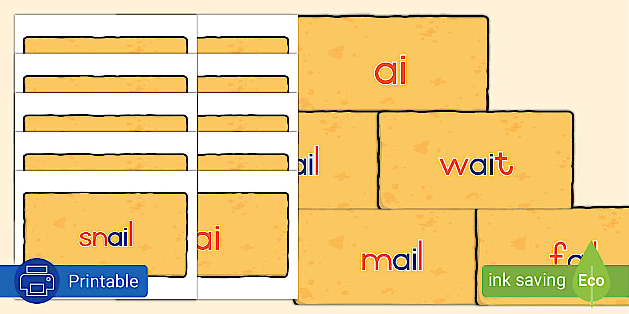 Grade 2 Phonics ai Word Wall Cards (Teacher-Made) - Twinkl