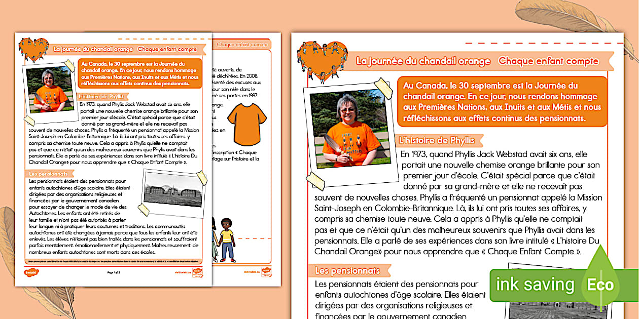 Orange Shirt Day Primary Fact File French (teacher made)
