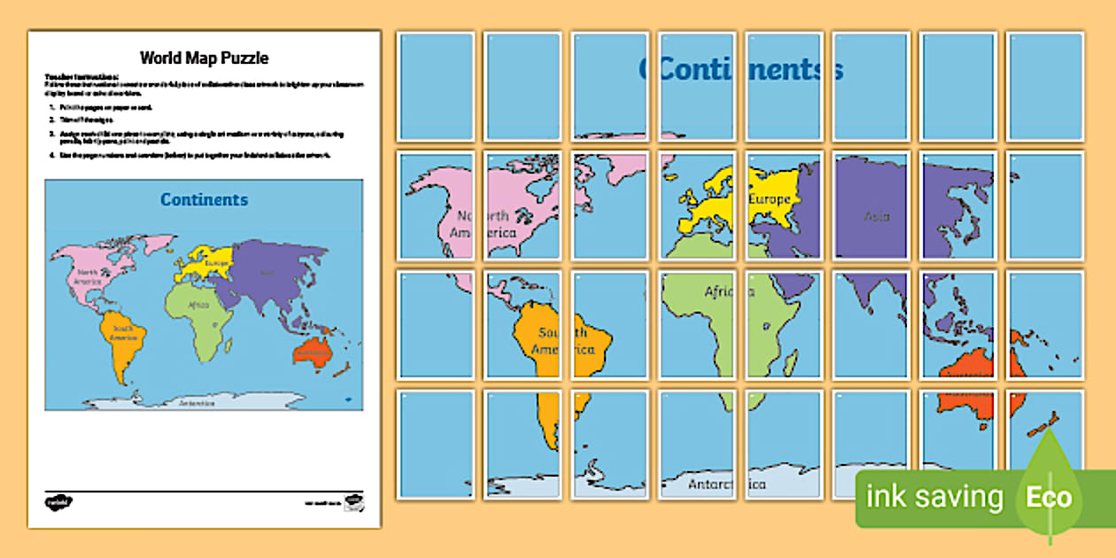 World Map Puzzle | Printable | Classroom World Map - Twinkl