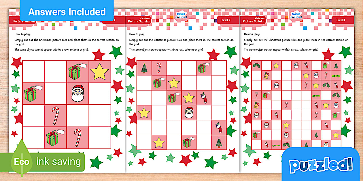 Christmas Sudoku Puzzle - Twinkl - Kids Puzzles - Twinkl