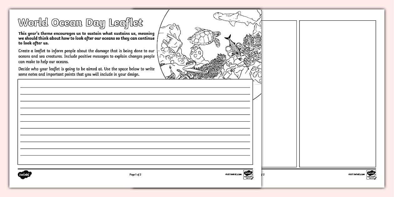 World Ocean Day Design a Leaflet Worksheet / Worksheets