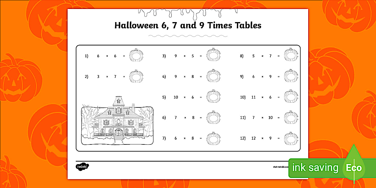 👉 Halloween 6, 7 and 9 Times Tables Activity, Halloween Maths