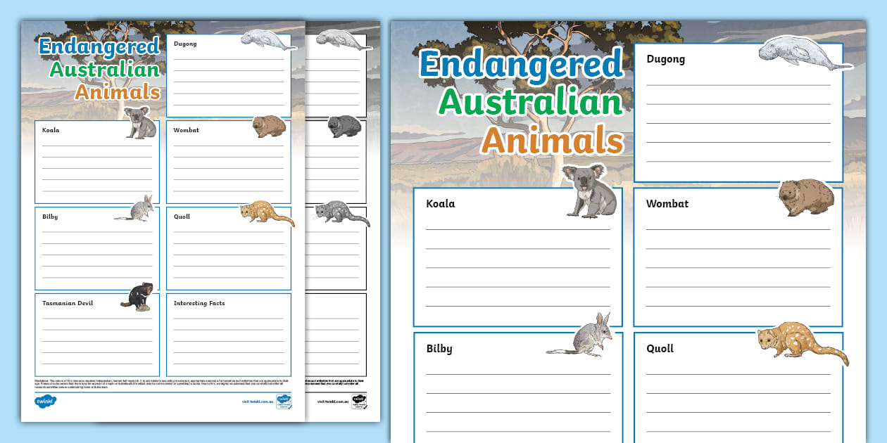 Endangered Australian Animals Fact File Template - Twinkl
