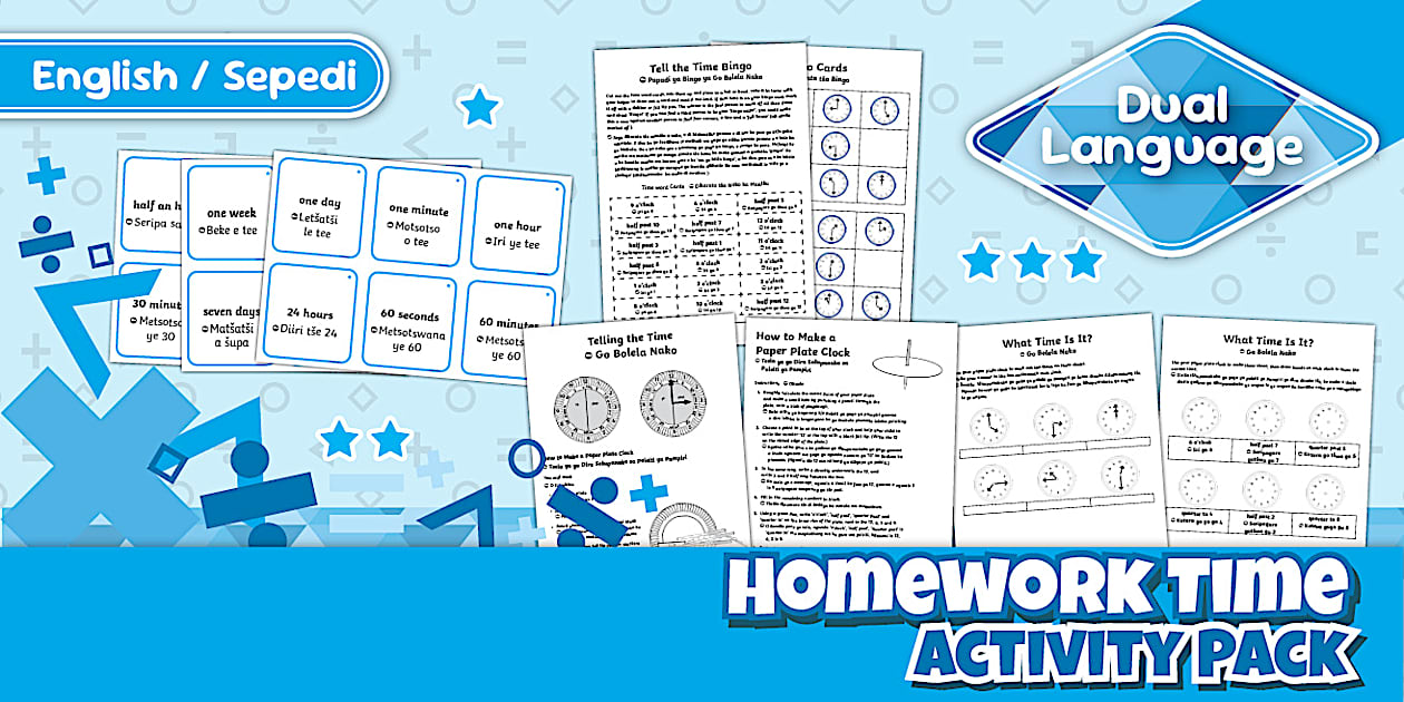 Grade 4 Maths Homework Time Activity Pack Sepedi/English