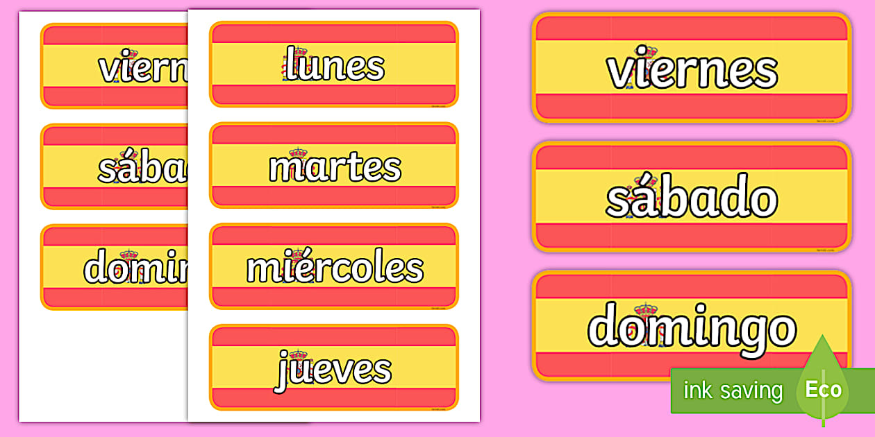Cursive Days Of The Week Word Cards - Spanish - Twinkl