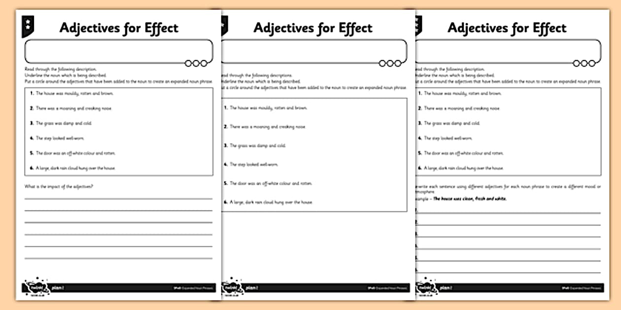 Editable Adjectives for Effect Differentiated Worksheet Pack