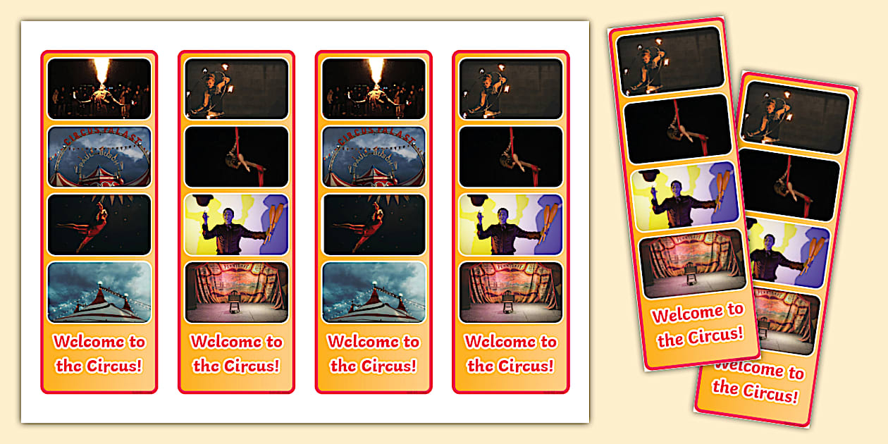 Circus Photo Strip Bookmarks (teacher made) - Twinkl