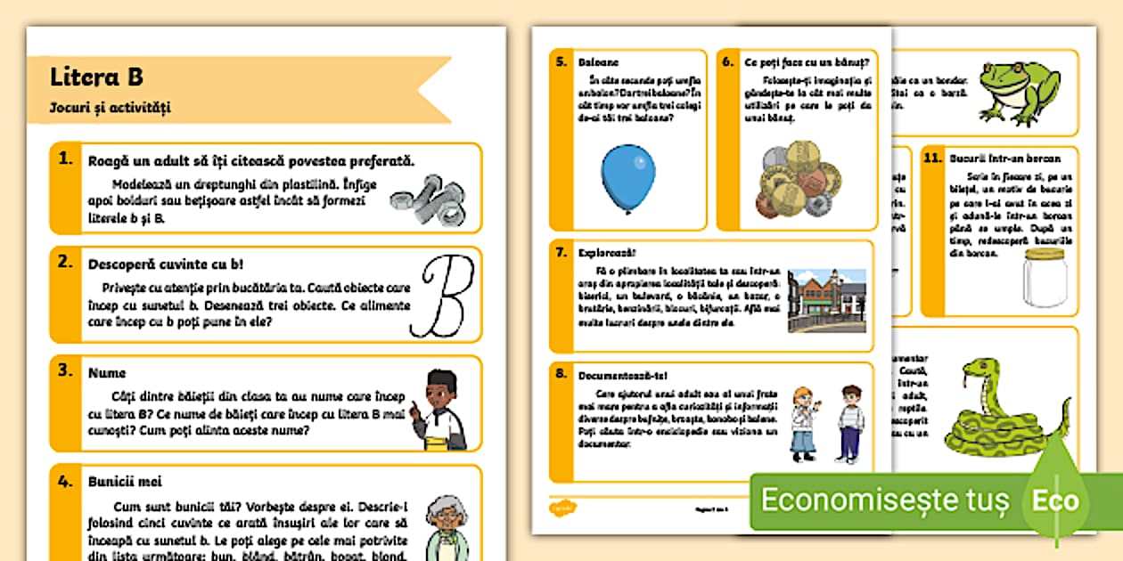 Litera B – Jocuri și activități (Hecho por educadores)