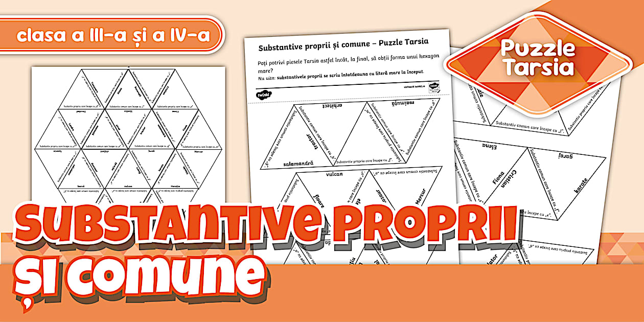 Substantive proprii și comune – Puzzle Tarsia