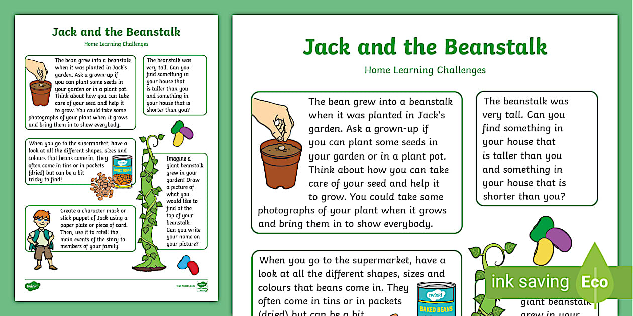 Jack and the Beanstalk Home Learning Challenges Nursery FS1