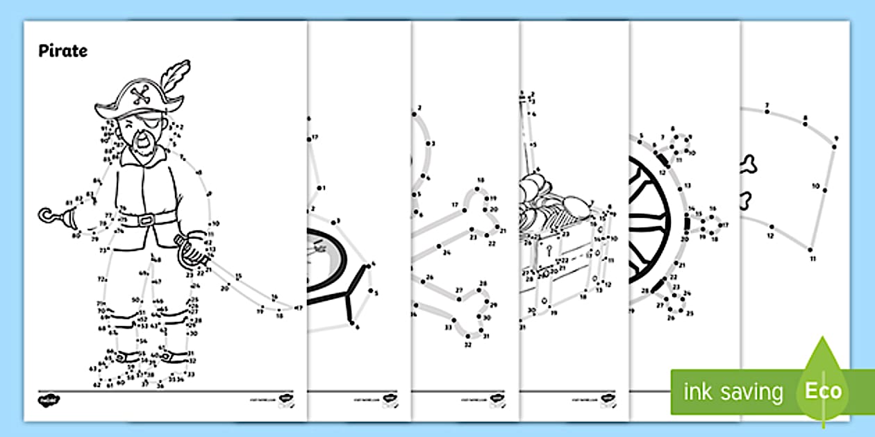 Dot to dot Sheets (Pirates) (Teacher-Made) - Twinkl