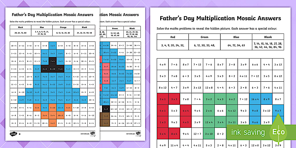 Father's Day Multiplication Mosaic Activity (Teacher-Made)