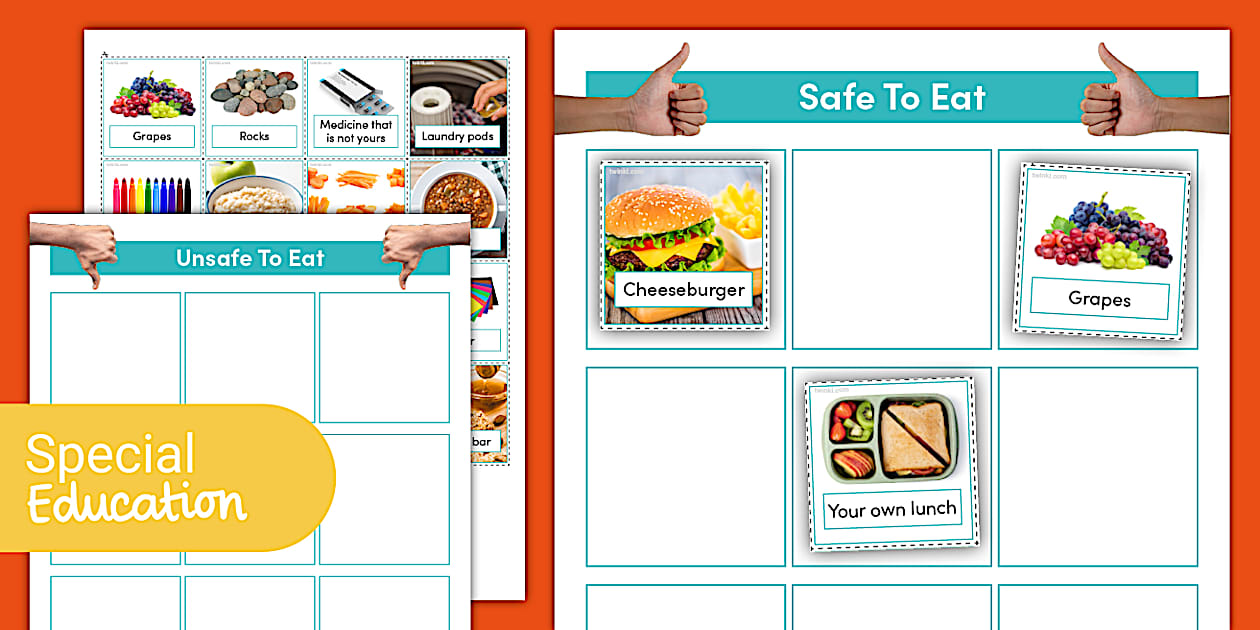 Safe To Eat Cut and Paste Worksheet for Special Education