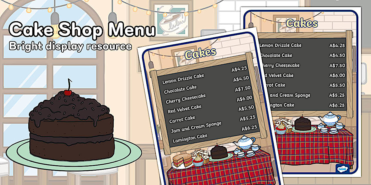 Cake Shop Menu