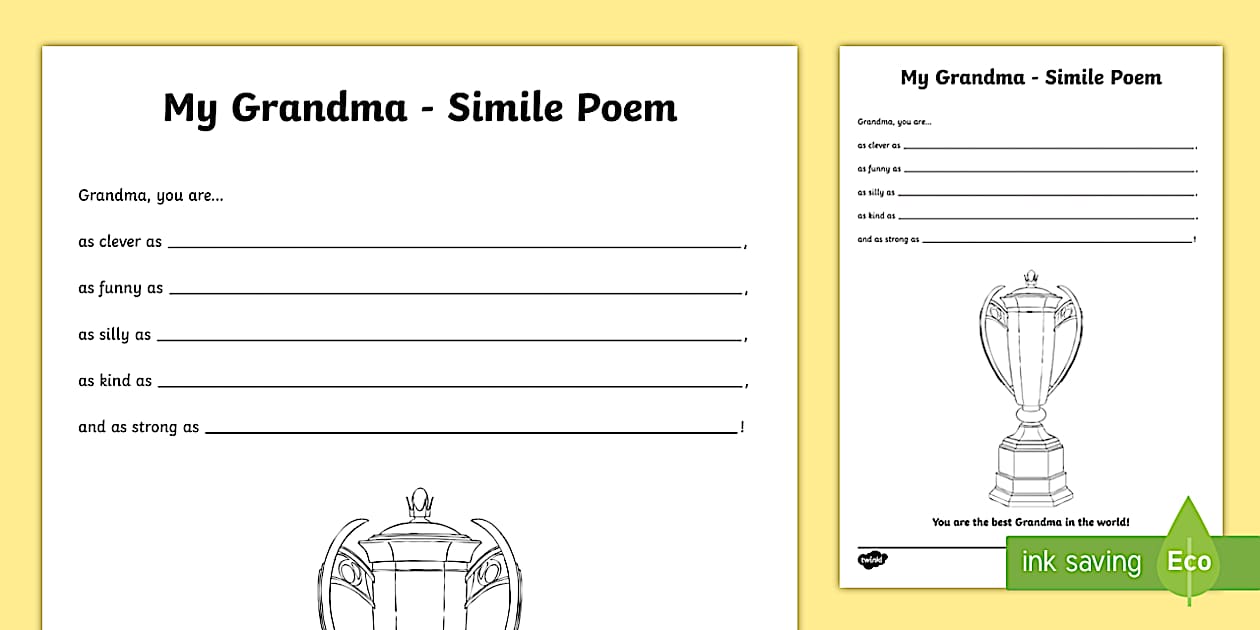 Grandma Poem - Simile Poem Template - KS1 Resource - Twinkl