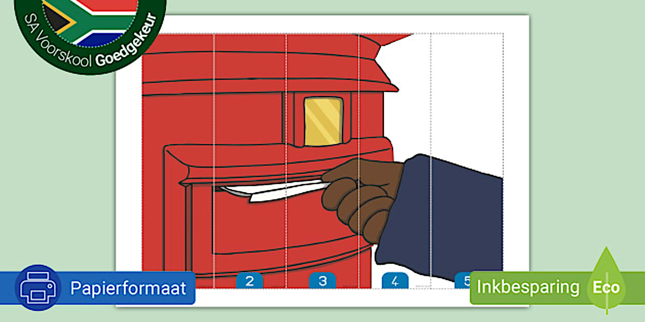 Poskantoor: Pos 'n Brief Legkaart Aktiwiteit (teacher made)