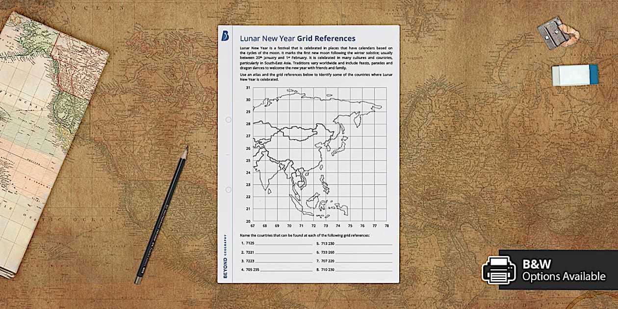 Lunar New Year Grid References Activity - Twinkl