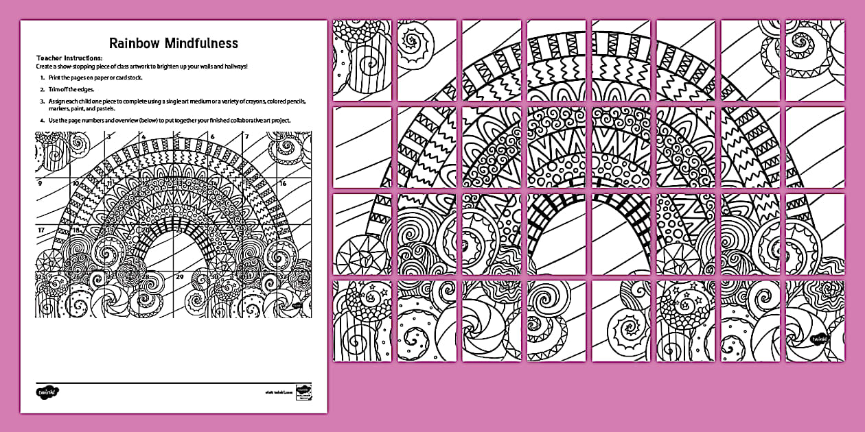 Rainbow Mindfulness Collaborative Art Pack - Twinkl