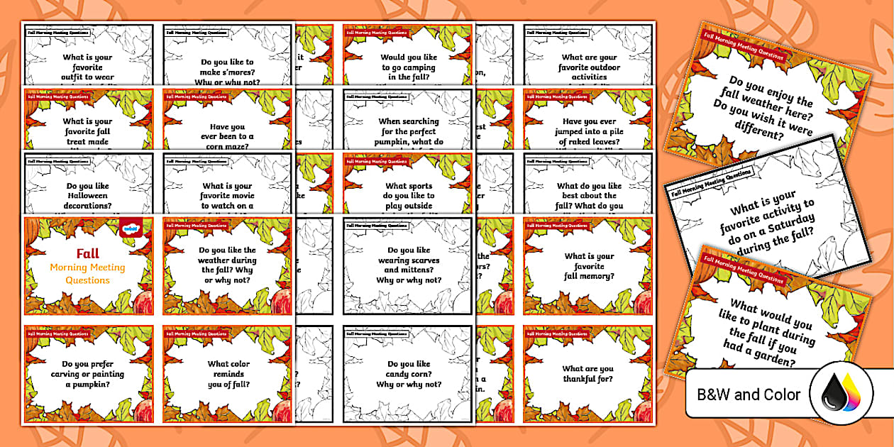 50 Fall Printable Morning Meeting Questions - Twinkl