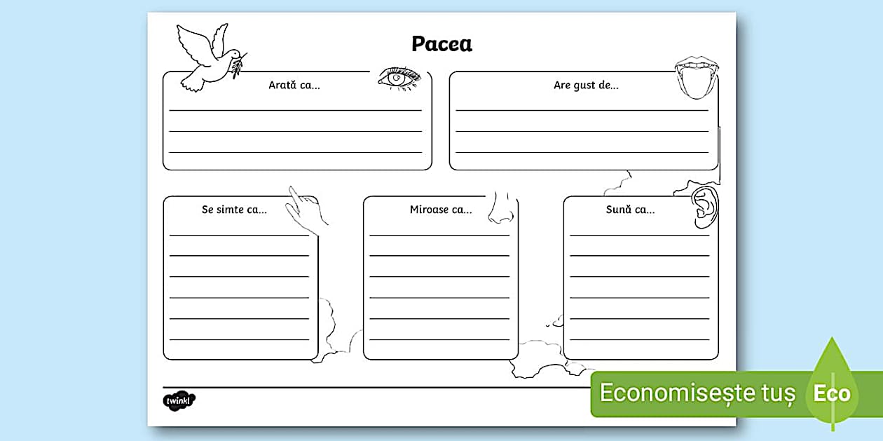 Pacea percepută prin cele cinci simțuri – Fișă de activitate