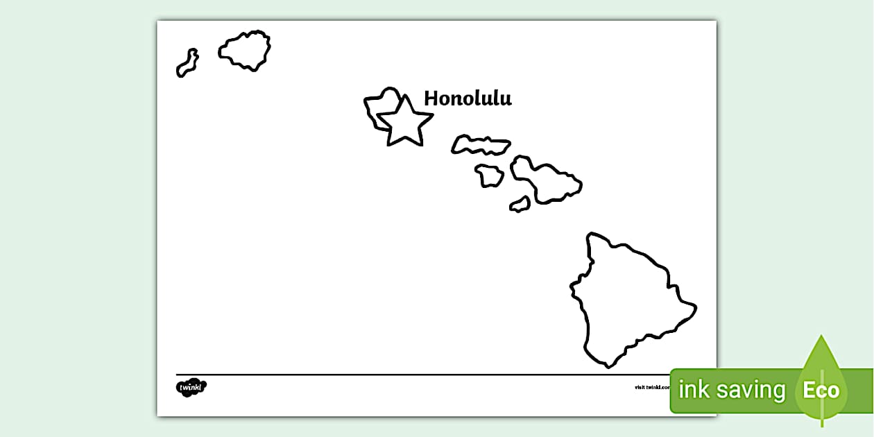 Hawaii Map Colouring Sheet (teacher made) - Twinkl