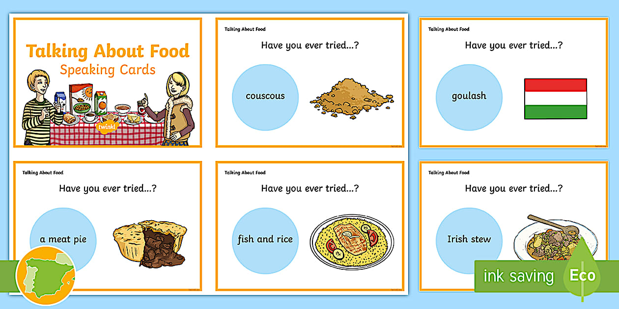 Talking About Food Speaking Cards Phase 3 (teacher made)