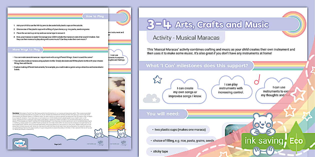 3-4 years Discovering the World Activity - Musical Maracas