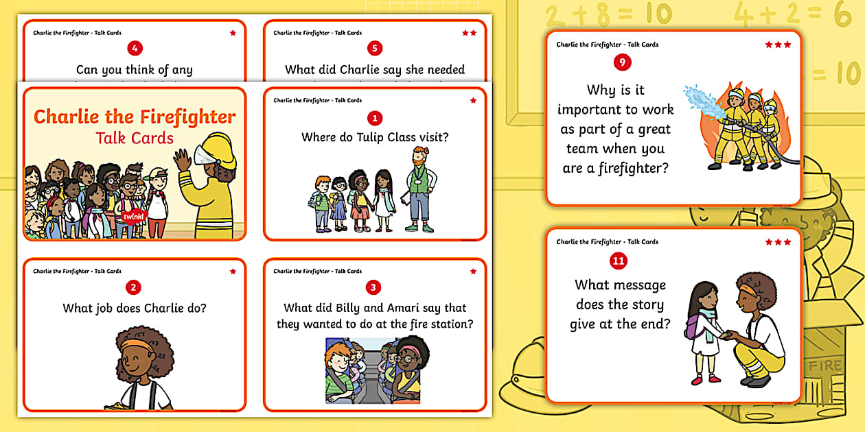 Charlie the Firefighter Differentiated Talk Cards - Twinkl