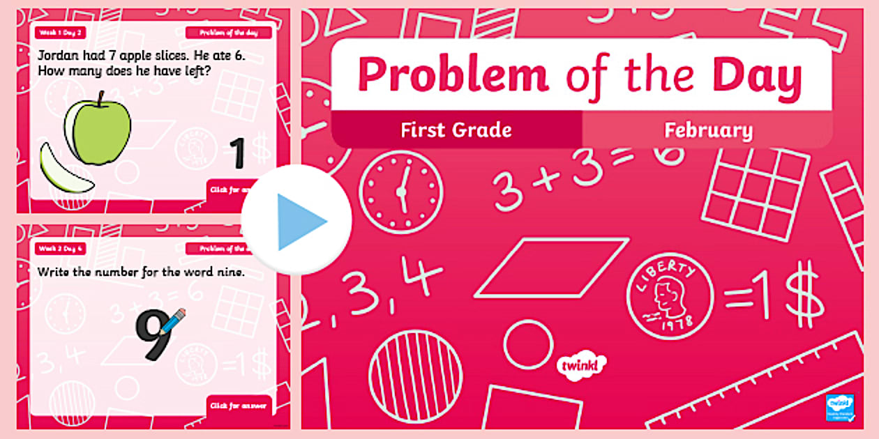 First Grade Math Problem of the Day - February PowerPoint