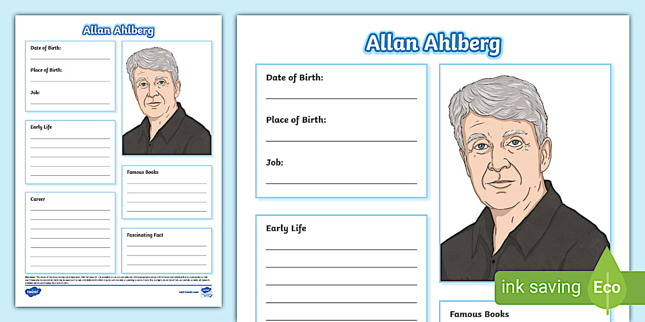 Allan Ahlberg Fact File Template - Twinkl