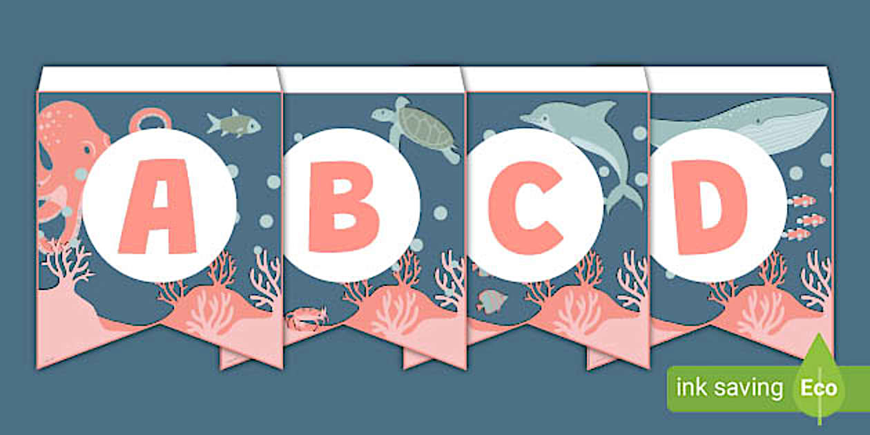 Under the Sea Themed Bunting A-Z (Teacher-Made) - Twinkl