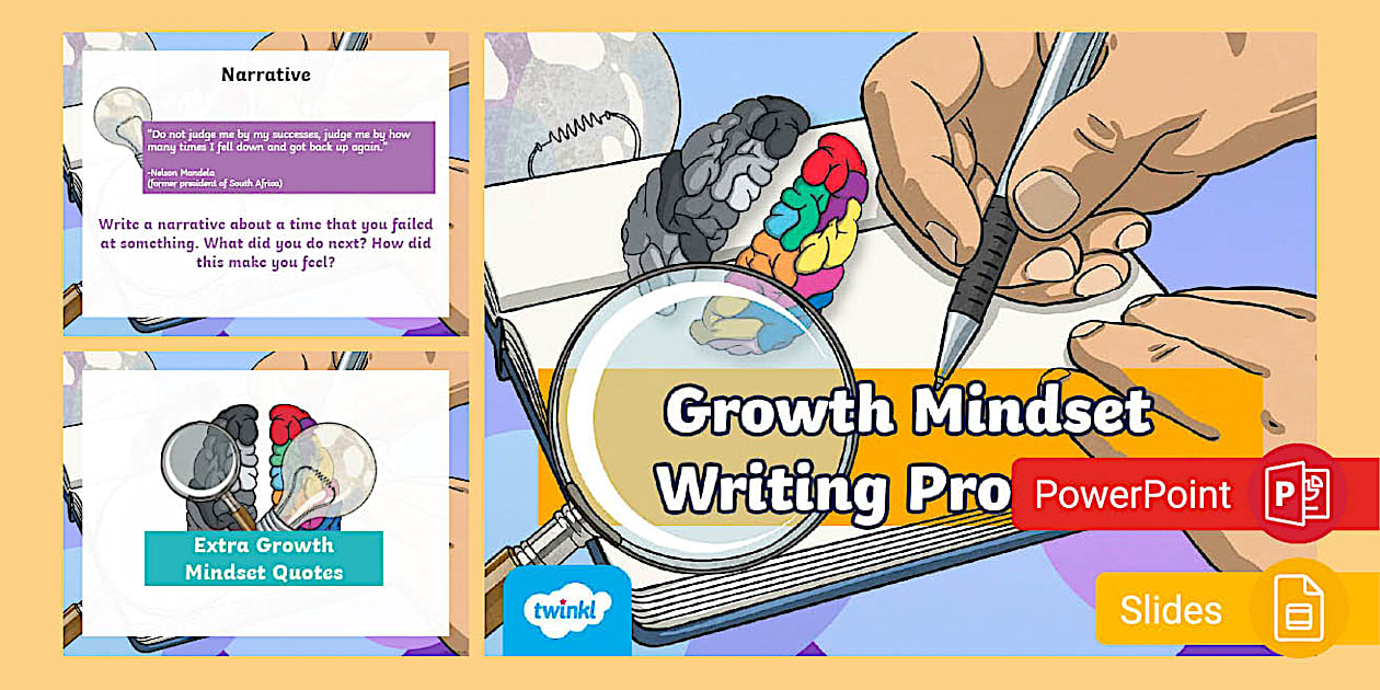 Growth Mindset Writing Prompts PowerPoint & Google Slides for 6th-8th Grade