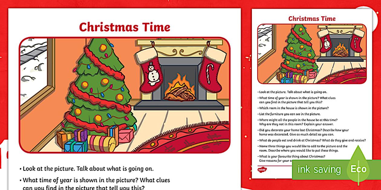 Christmas Oral Language Activities Worksheet - Twinkl