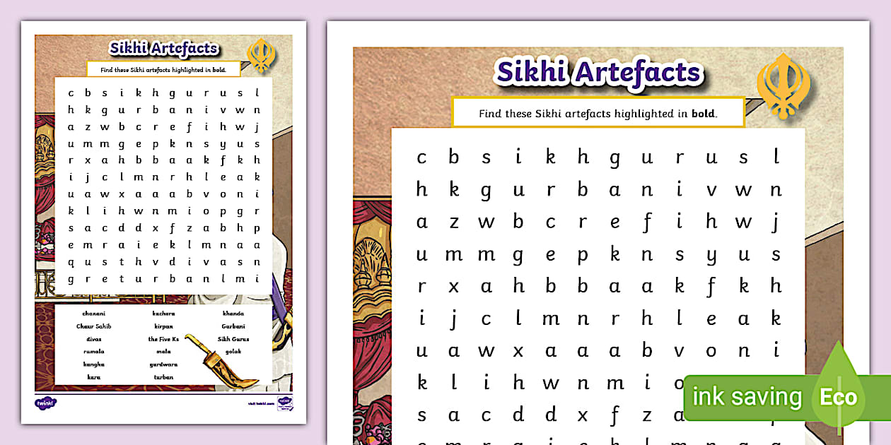 Sikhi Artefacts Word Search - Twinkl - KS2 (teacher made)