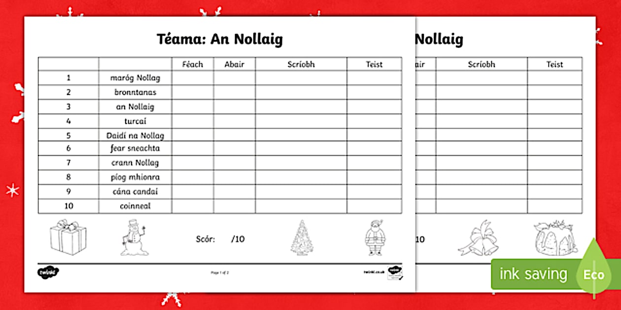 An Nollaig Worksheets | Gaeilge | Bunscoil | Twinkl
