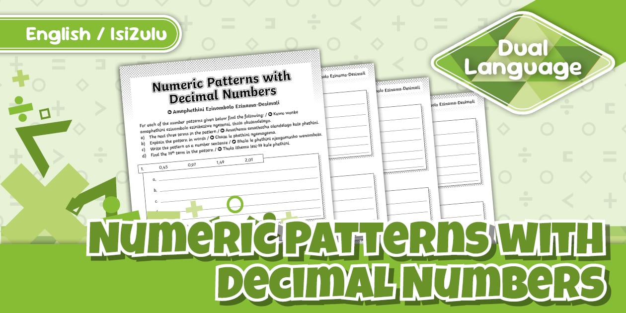 Numeric Patterns with Decimal Numbers Activity Sheet