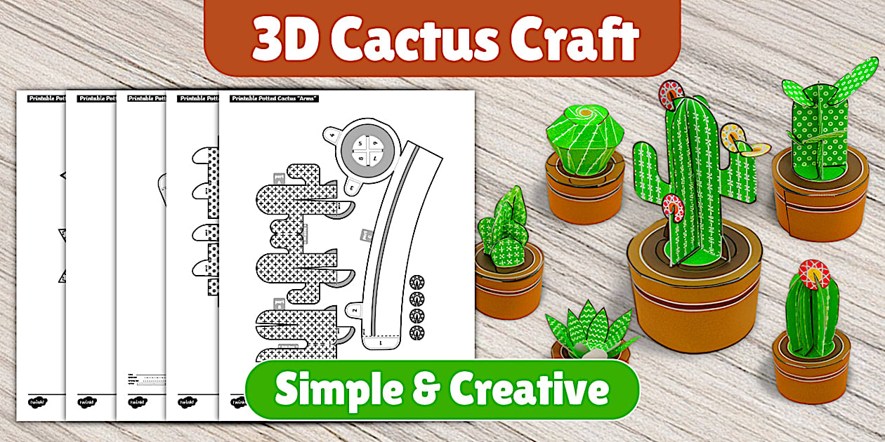 3D Potted Paper Cactus | Paper Crafts for Kids