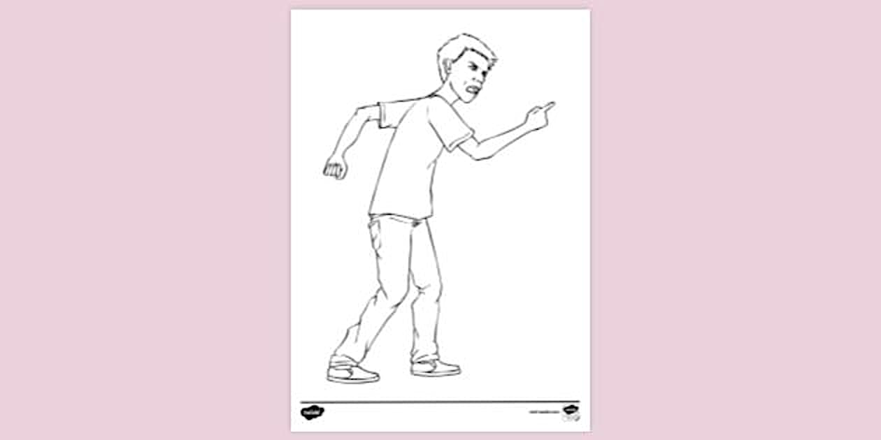 Boy Arguing Colouring Sheet | Colouring Sheets - Twinkl