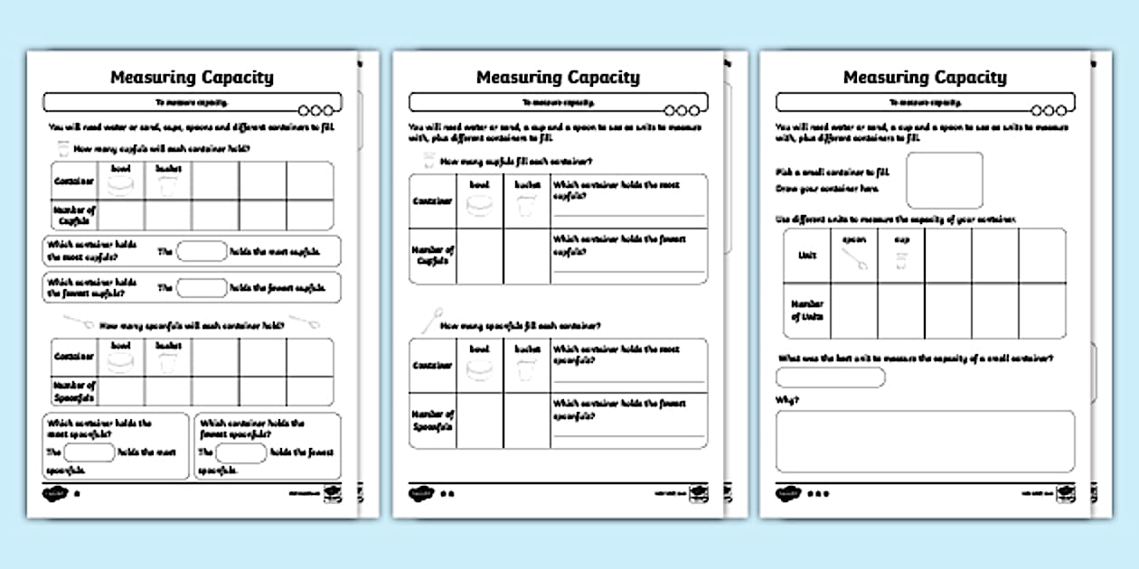 👉 Measuring Capacity PlanIt Maths Activity Sheets