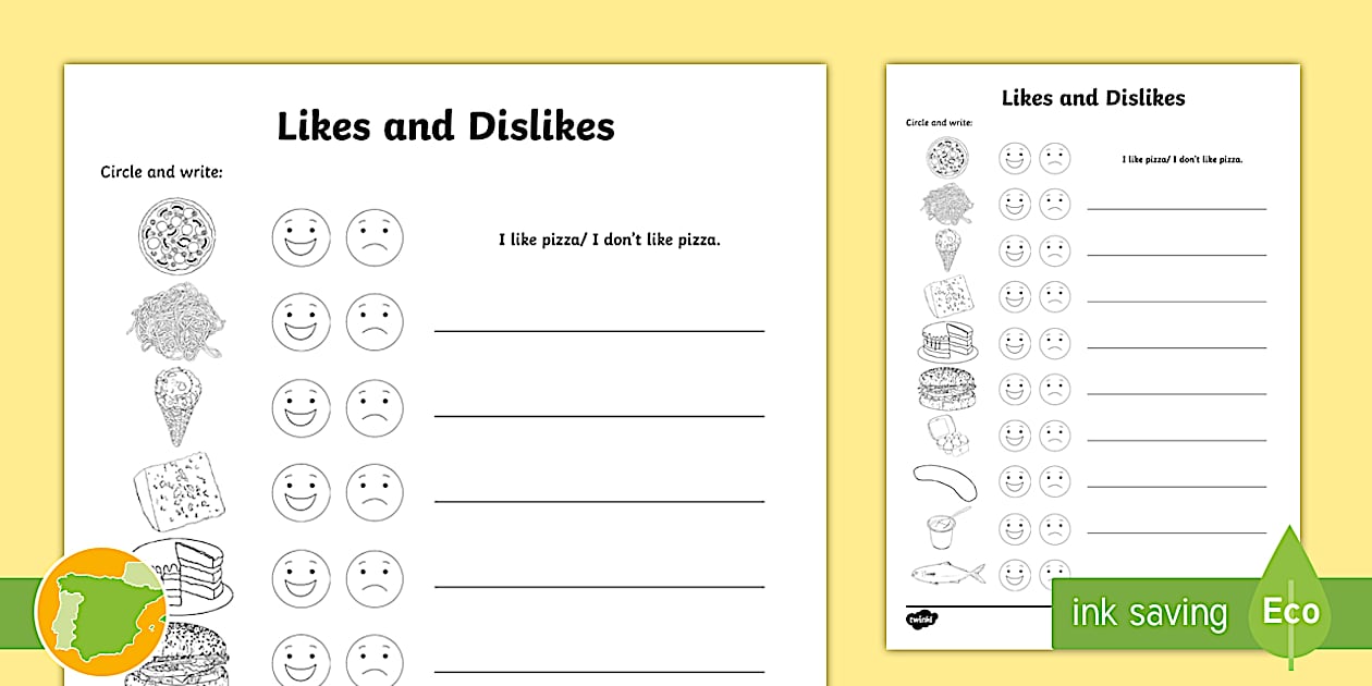 Food Likes and Dislikes Activity (teacher made) - Twinkl