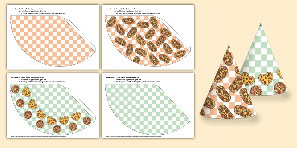 Pizza Party Hats - Twinkl Party Decorations - Twinkl